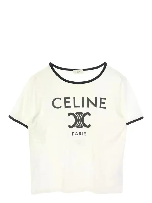 Celine 2010s Triomphe Logo-print T-shirt - White
