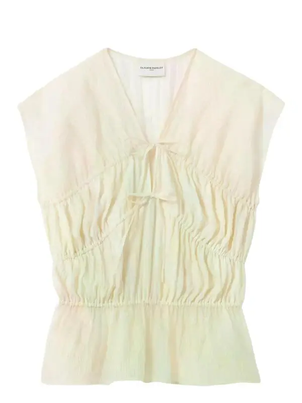 Claudie Pierlot Tie-detail Gathered Blouse - Neutrals