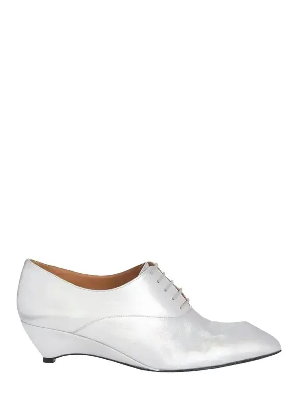 JIL SANDER Laminated Pointed-toe Loafers - Silver