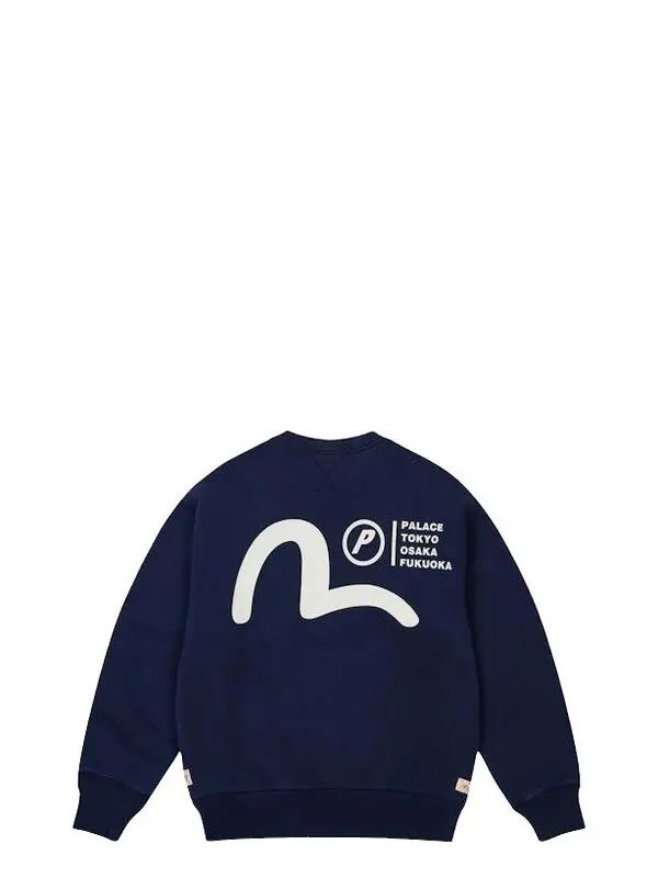 PALACE X Evisu Crewneck - Navy Blue