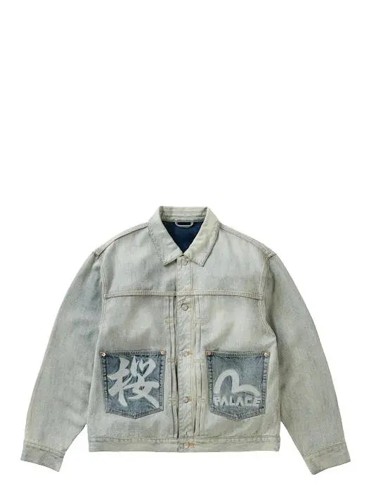 PALACE X Evisu Type 2 Denim Jacket - Reverse Indigo