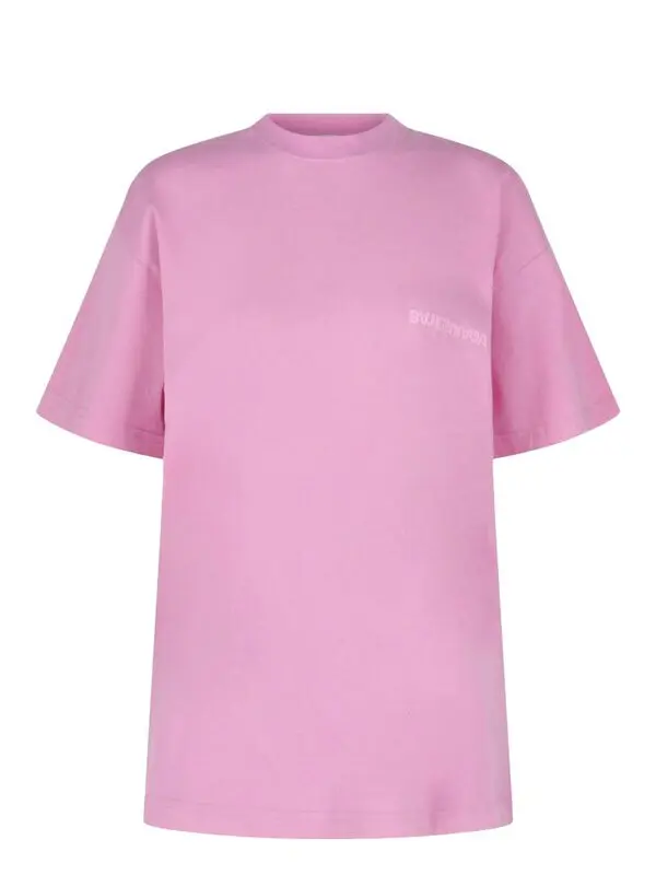 Balenciaga Upside Down Embroidered Logo T-shirt - Pink