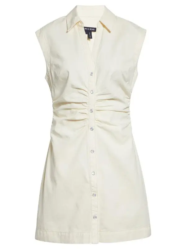Veronica Beard Maura Sleeveless Mini Shirtdress - Ecru