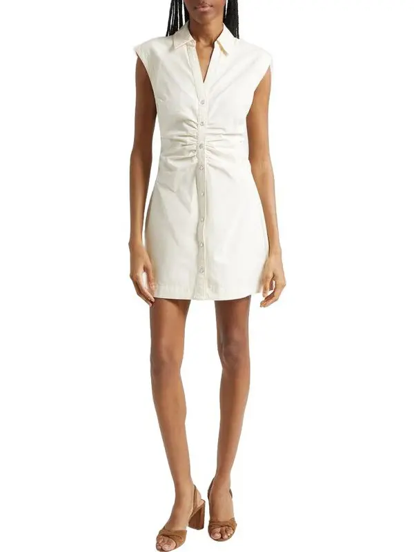 Veronica Beard Maura Sleeveless Mini Shirtdress - Ecru