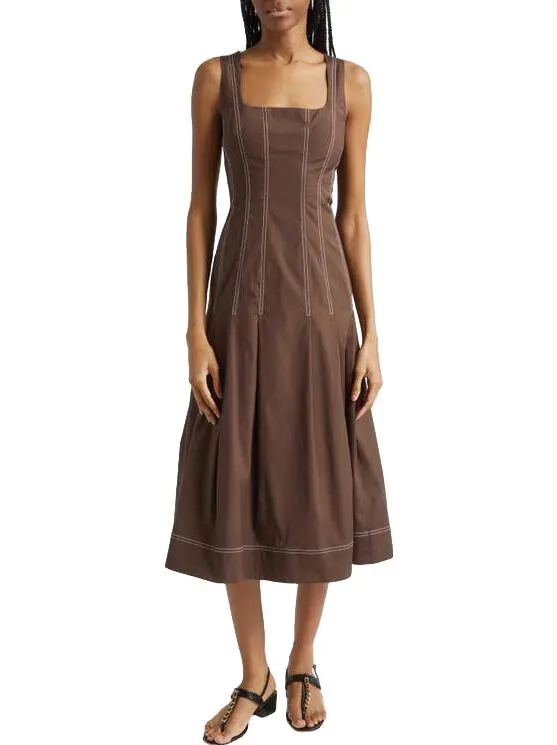 Veronica Beard Jolie Midi Dress - Dark Mocha