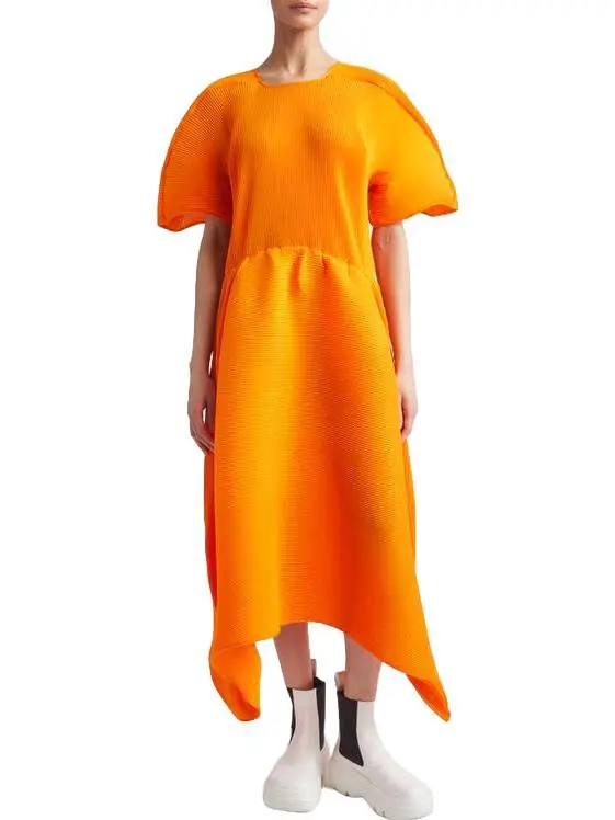 MELITTA BAUMEISTER Flowy Ripple Plissé Dress - Orange