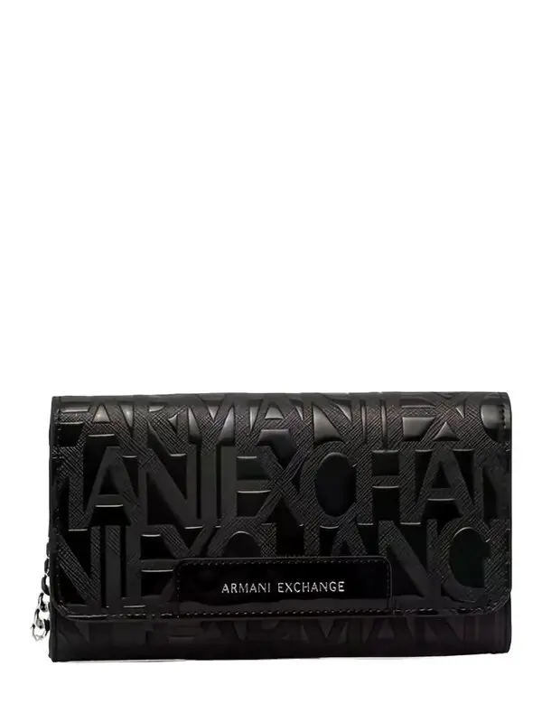 Armani Exchange Embossed Clutch With Chain Detail - Black
