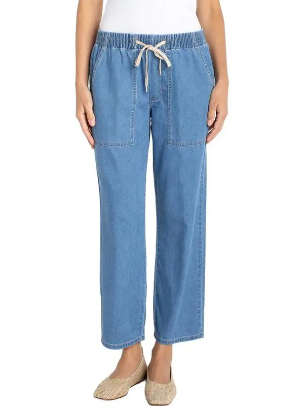 LIVERPOOL Drawstring Ankle Straight Leg Jeans - Desert Sky