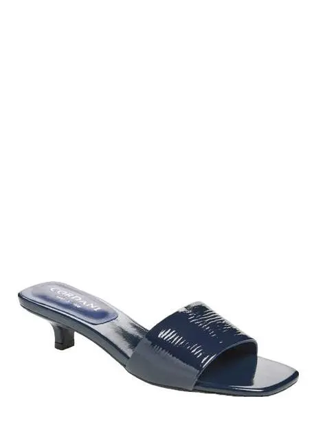 Cordani Leather Slide Sandal - Navy Patent