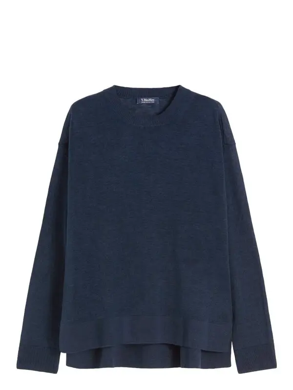 Max Mara Linen Yarn Crew-neck Sweater - Navy