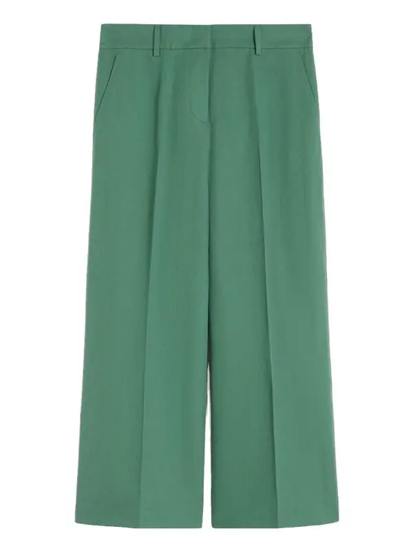 Max Mara Cotton And Linen Canvas Trousers - Green