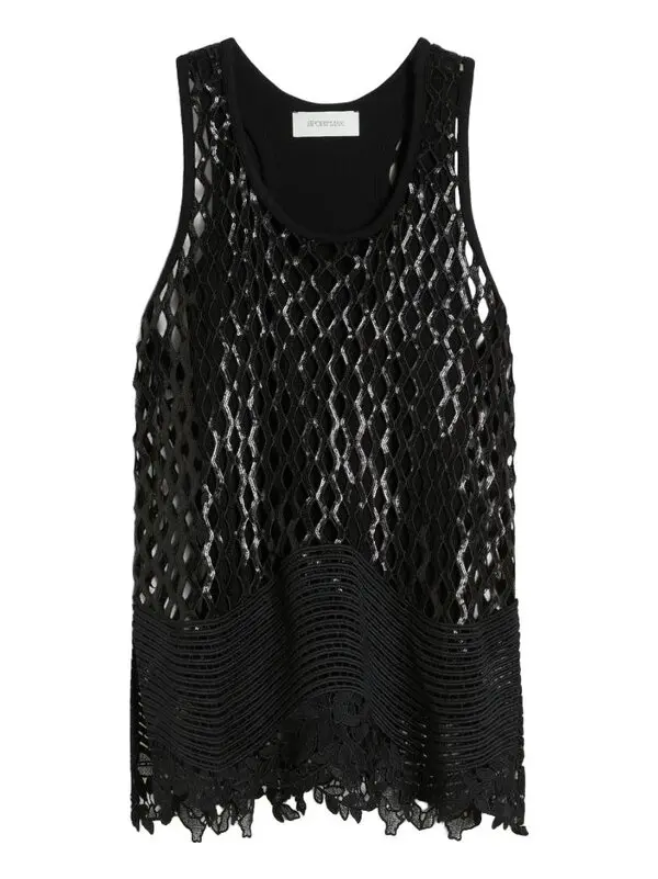 Max Mara Sequinned Mesh Top - Black