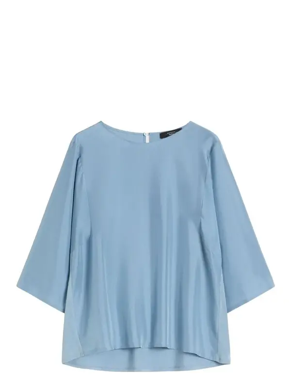 Max Mara Habotai Silk And Jersey Blouse - Light Blue