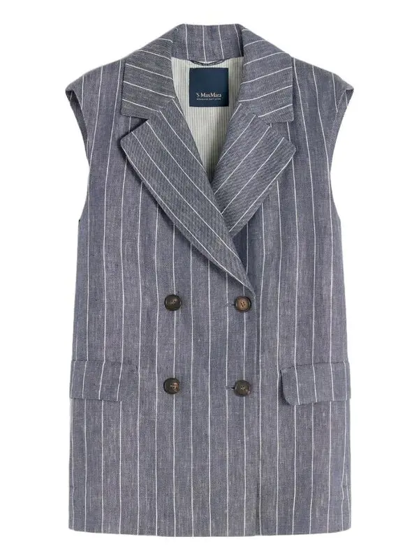 Max Mara Pinstriped Linen Batavia Gilet - Ultramarine
