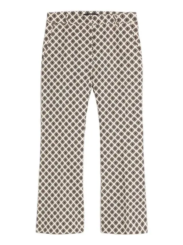 Max Mara Printed Basketweave Cotton Trousers - Ivory