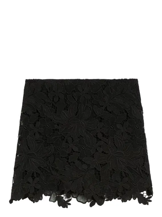 Max Mara Floral Macramé Skirt - Black