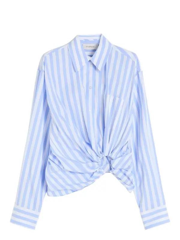 Max Mara Striped Poplin Shirt - Light Blue