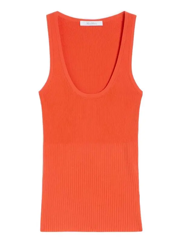 Max Mara Rib-knit Viscose-blend Top - Coral