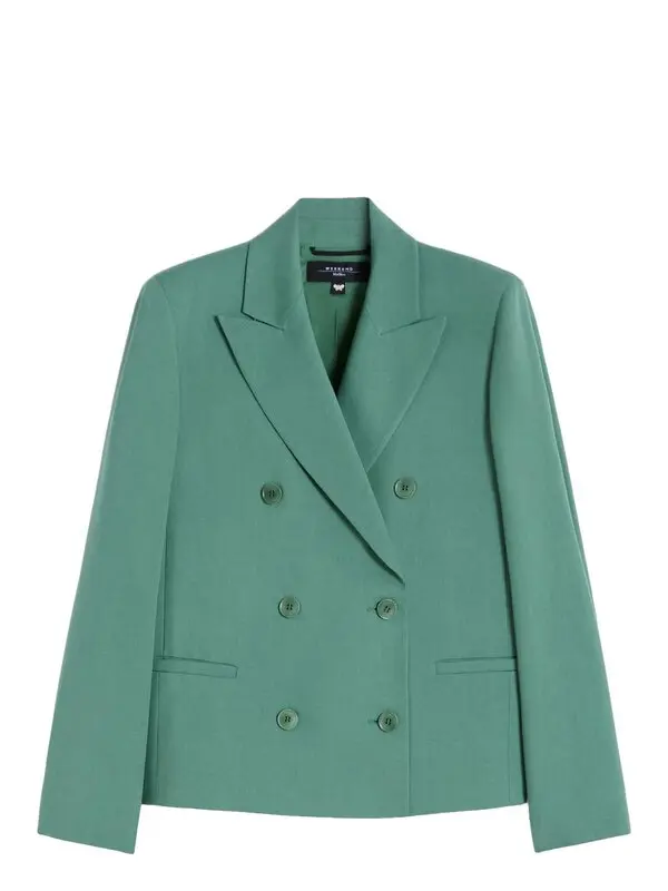 Max Mara Viscose And Linen Double-breasted Blazer - Green