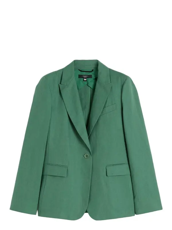 Max Mara Linen And Cotton Canvas Blazer - Green
