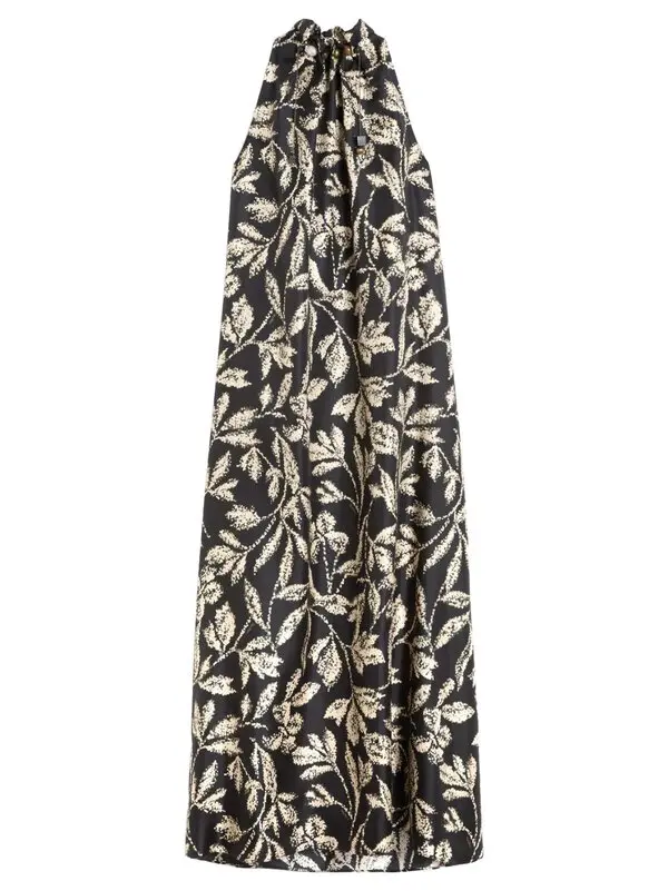 Max Mara Printed Silk Twill Maxi Dress - Black