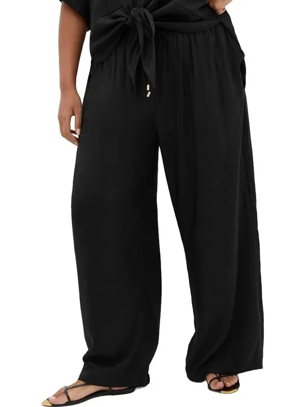 City Chic Kalea Wide Leg Drawstring Pants - Black