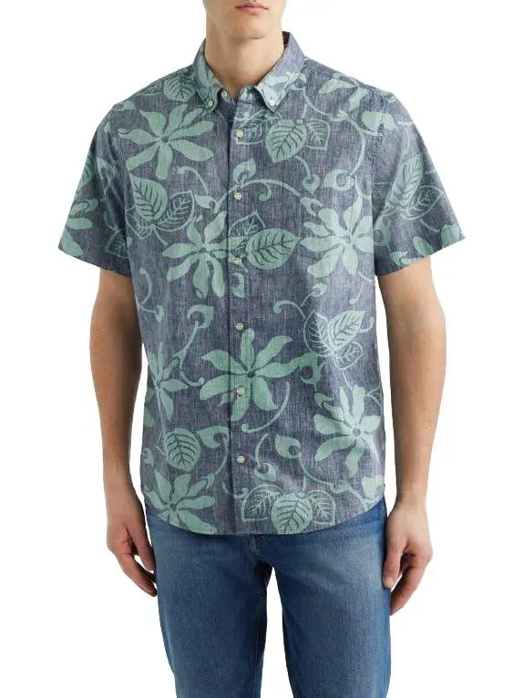 Reyn Spooner Tiare Pareau Floral Cotton Button-down Shirt - Navy