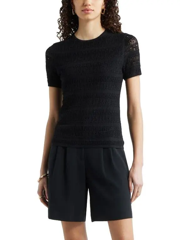 Nordstrom Pointelle Knit Crewneck Sweater - Black