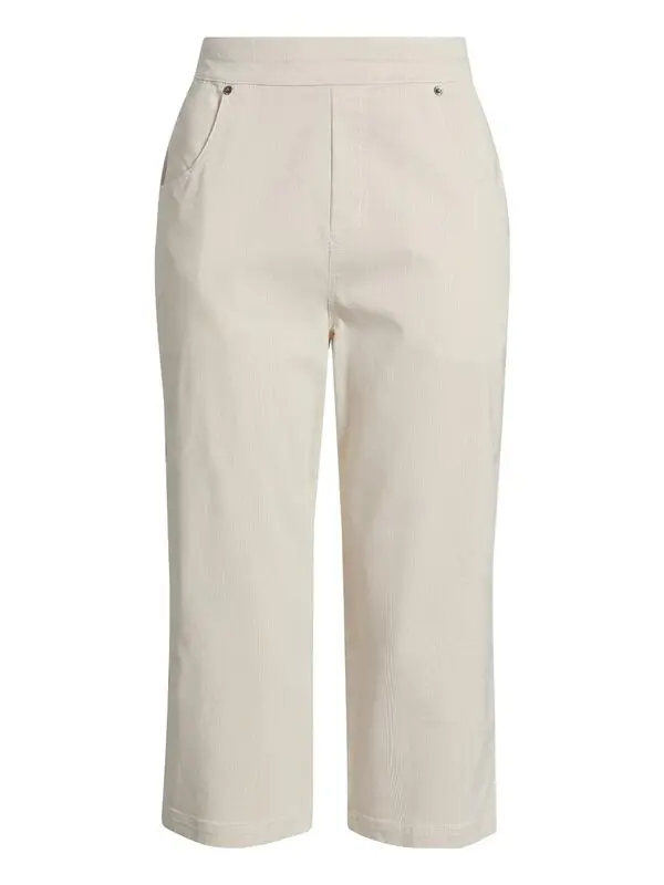 Hue Spring Stripe Capri Pants - Taupe
