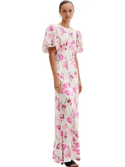 MALINA Freja Pouf Sleeve Maxi Dress - Tulip Pink