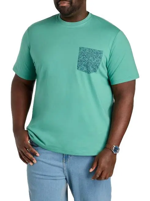 HARBOR BAY BY DXL Big & Tall Moisture-wicking Printed Pocket T-shirt V2 - Deep Sea