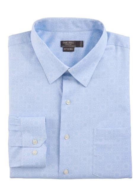 OAK HILL PREMIUM BY DXL Big & Tall Wrinkle-resistant Elevated Floral Dress Shirt - Blue