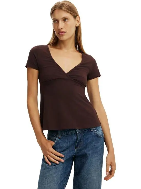 COTTON ON Lucy Babydoll Tee - Dark Oak