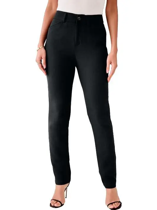 Roaman's Bi-stretch Straight-leg Trousers - Black