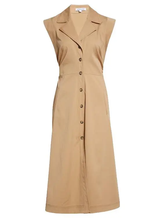Veronica Beard Orla Linen Blend Maxi Shirtdress - Khaki