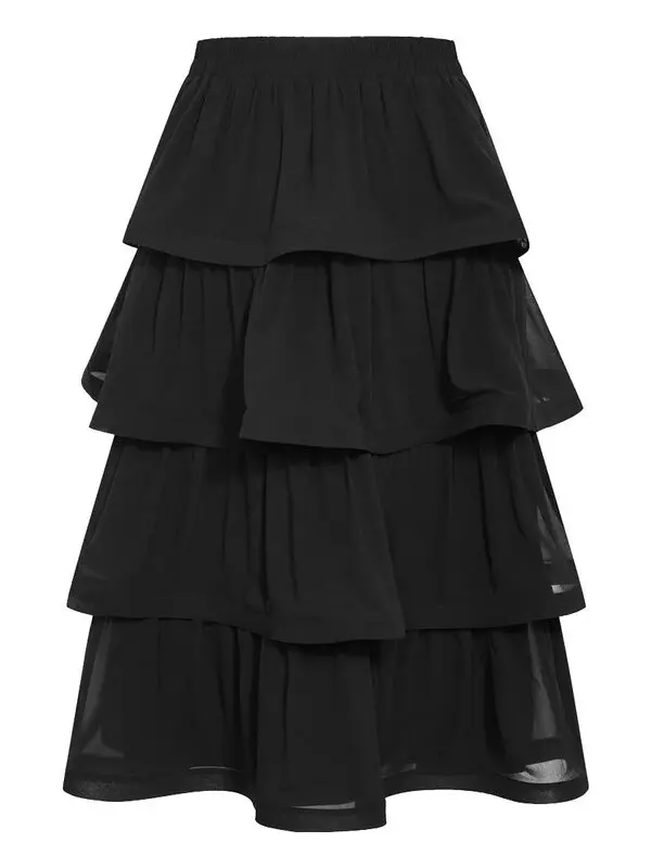 City Chic Bianka Ruffle A-line Skirt - Black