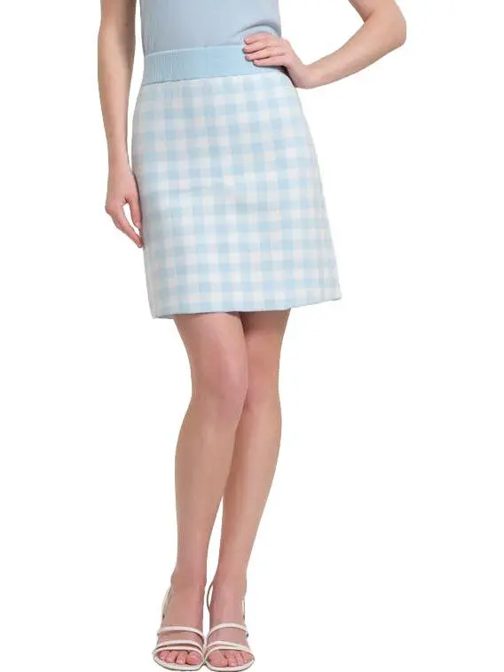 ISAAC MIZRAHI NEW YORK Gingham Sweater Mini Skirt - Blue Multi