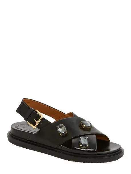Marni Crystal Crossover Sandals - 00n99 Black