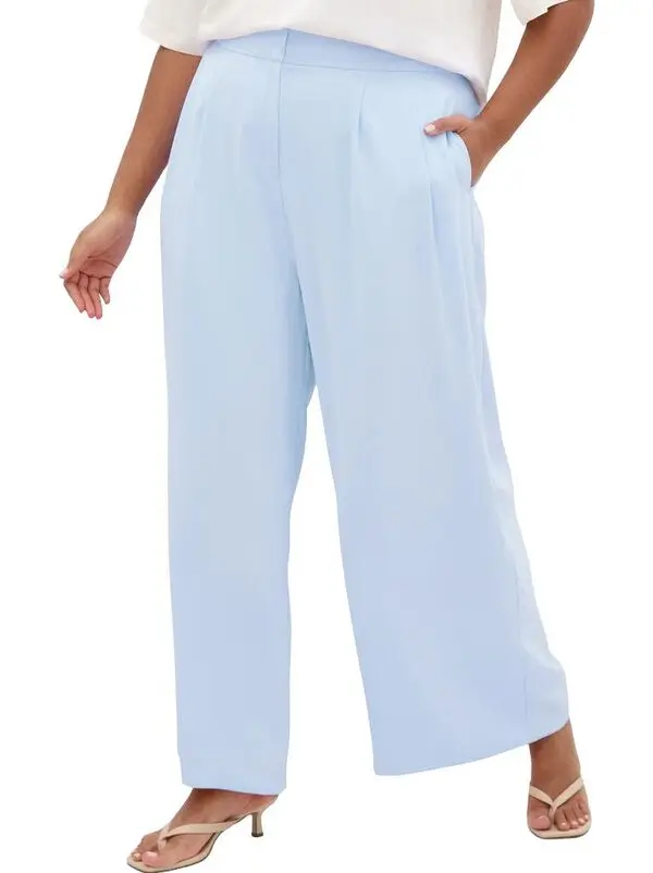 City Chic Holly Wide-leg Trousers - Sky Blue