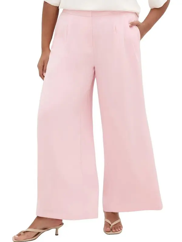 City Chic Holly Wide-leg Trousers - Soft Pink