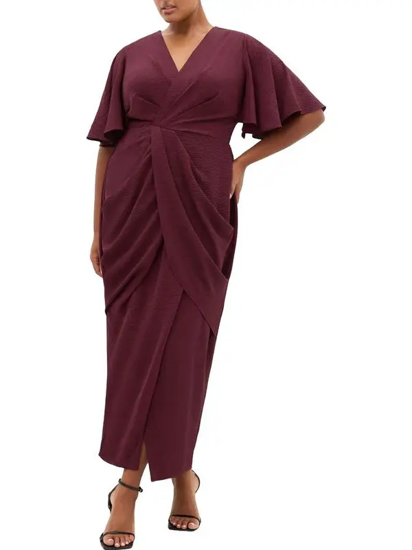 City Chic Braelynn High-low Maxi Dress - Dark Cherry