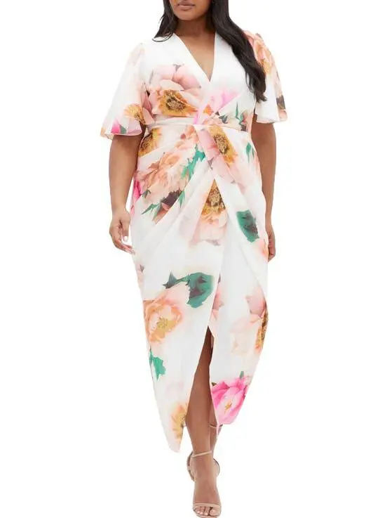 City Chic Braelynn Floral Print Maxi Dress - Garden Party