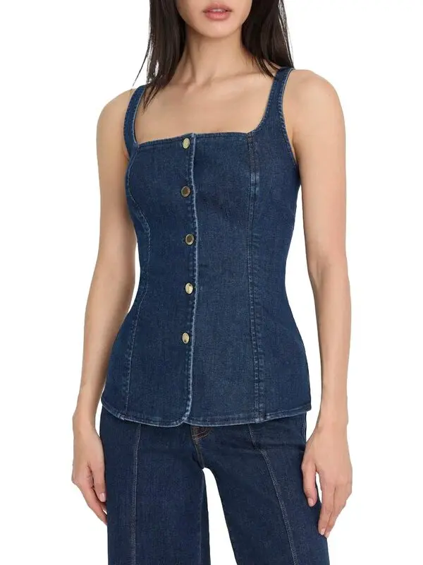 Good American Stretch Denim Vest - Indigo1169