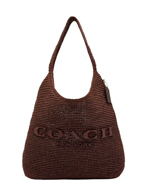 COACH Raffia Shoulder Bag - Brown