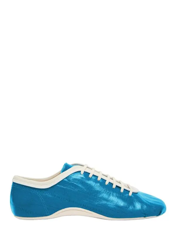 Dries Van Noten Crinkled Leather Lace-up Sneakers - Blue