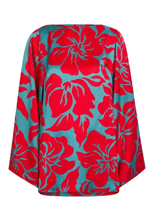 Dries Van Noten Floral Printed Satin Top - Grey