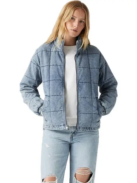LEVI'S Box Quilted Relaxed Fit Cotton Jacket - Light Wash Denim