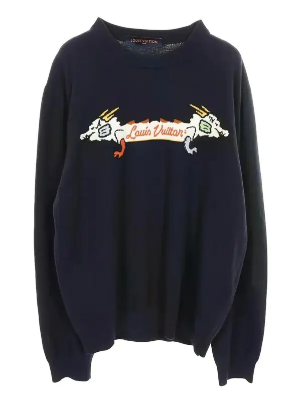 LOUIS VUITTON X Nigo 2010s Crew-neck Sweater - Blue
