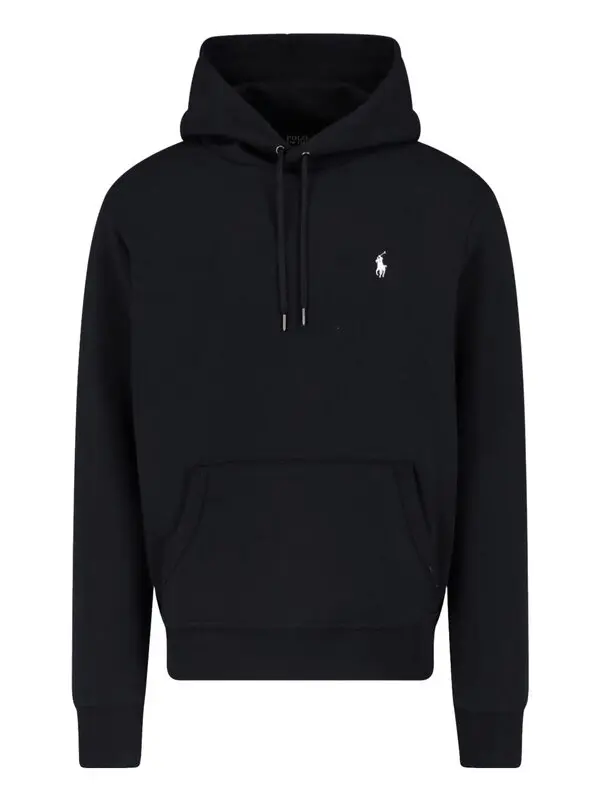 Polo Ralph Lauren Logo Embroidered Cotton Blend Hoodie - Black