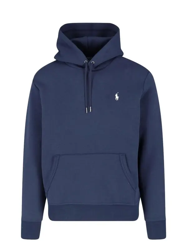 Polo Ralph Lauren Logo Embroidered Cotton Blend Hoodie - Blue